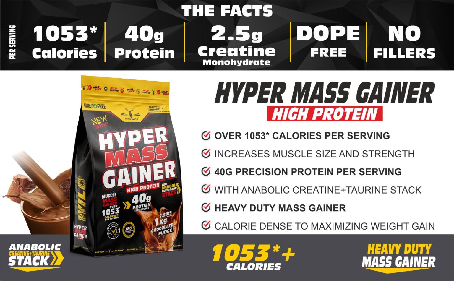 Hyper Mass Gainer (Chocolate Fudge) - Wildbucknutritions.com